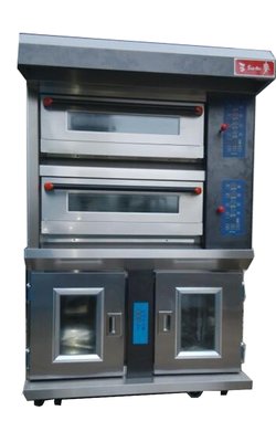                 Deck Oven + Proofer Together 2 Deck 4 Trays Baking Oven with 10 Trays Proofing Combination Oven             